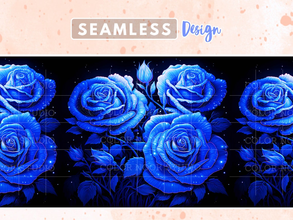 Blue Roses Tumbler Wrap 20 Oz & 30 Oz Neon Glitters - Etsy