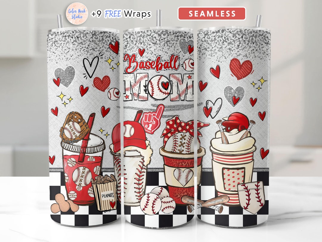 Baseball Mom Tumbler Wrap PNG for Moms Retro Seamless Sublimation 20 Oz ...
