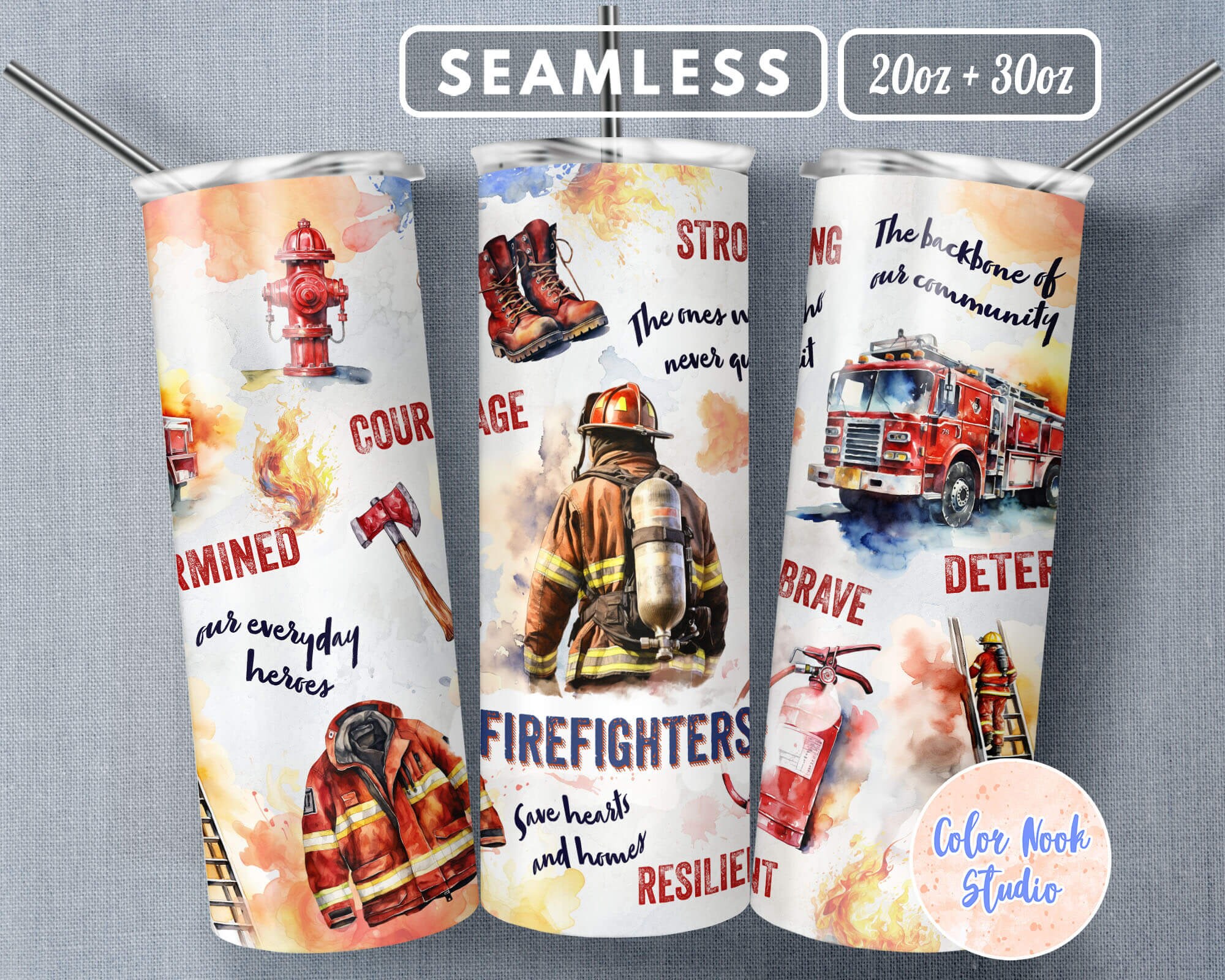 Firefighters Tumbler Wrap 20 Oz & 30 Oz Skinny Tumbler Wrap - Etsy