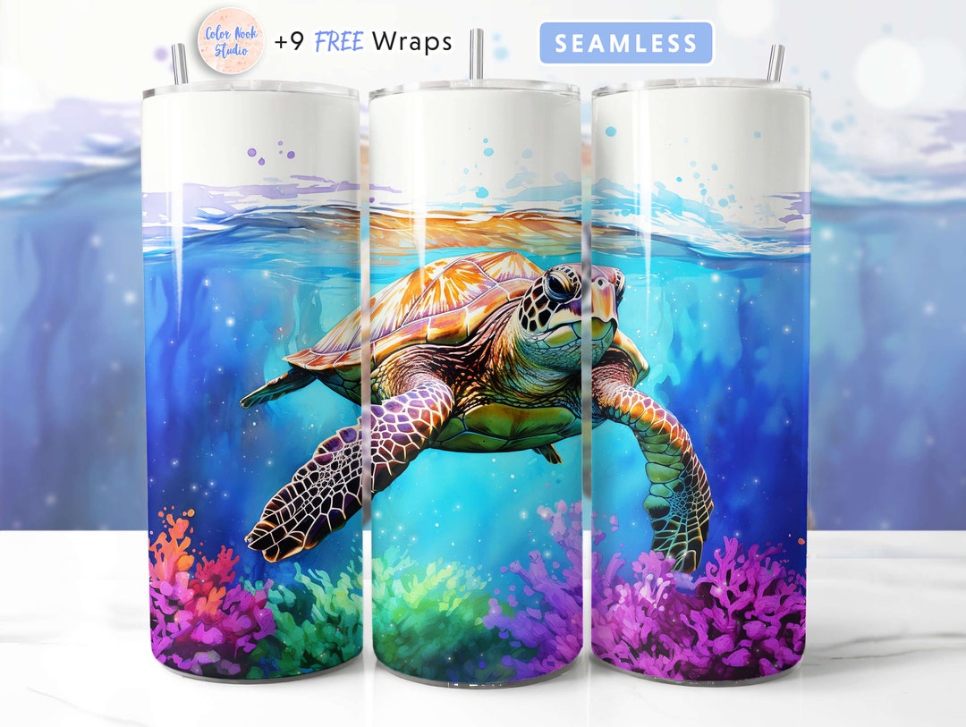 Sea Turtle Tumbler Wrap 20 Oz PNG Seamless Sublimation Design Instant ...