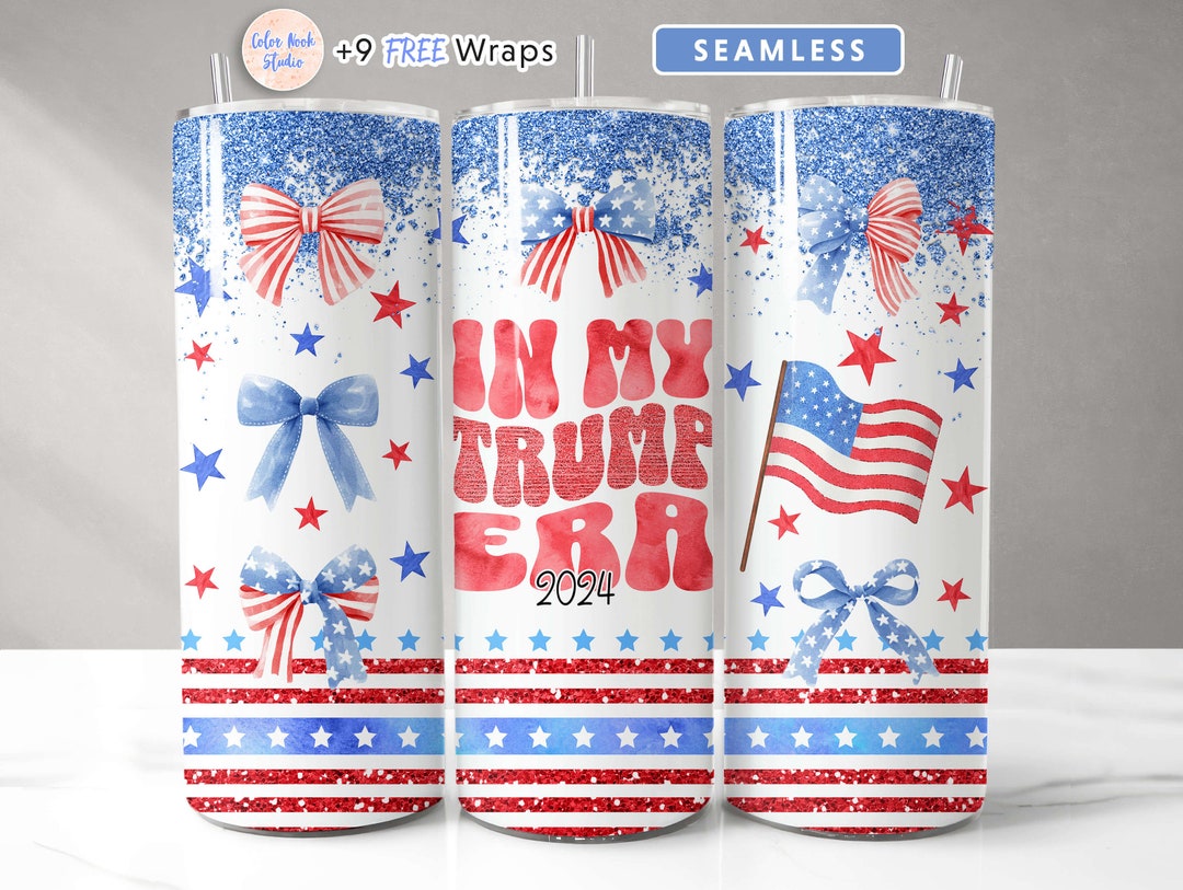 Trump 2024 Tumbler Wrap PNG in My Trump Era 2024 Glitter Coquette ...