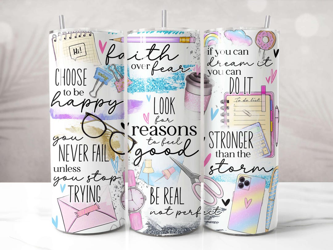 Positive Quote Tumbler Wrap PNG Girl Boss Positive Affirmation Seamless ...