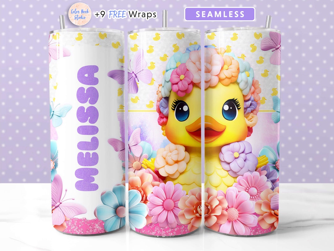 Add Your Own Text Name Tumbler Wrap PNG Cute Yellow Duck Seamless ...