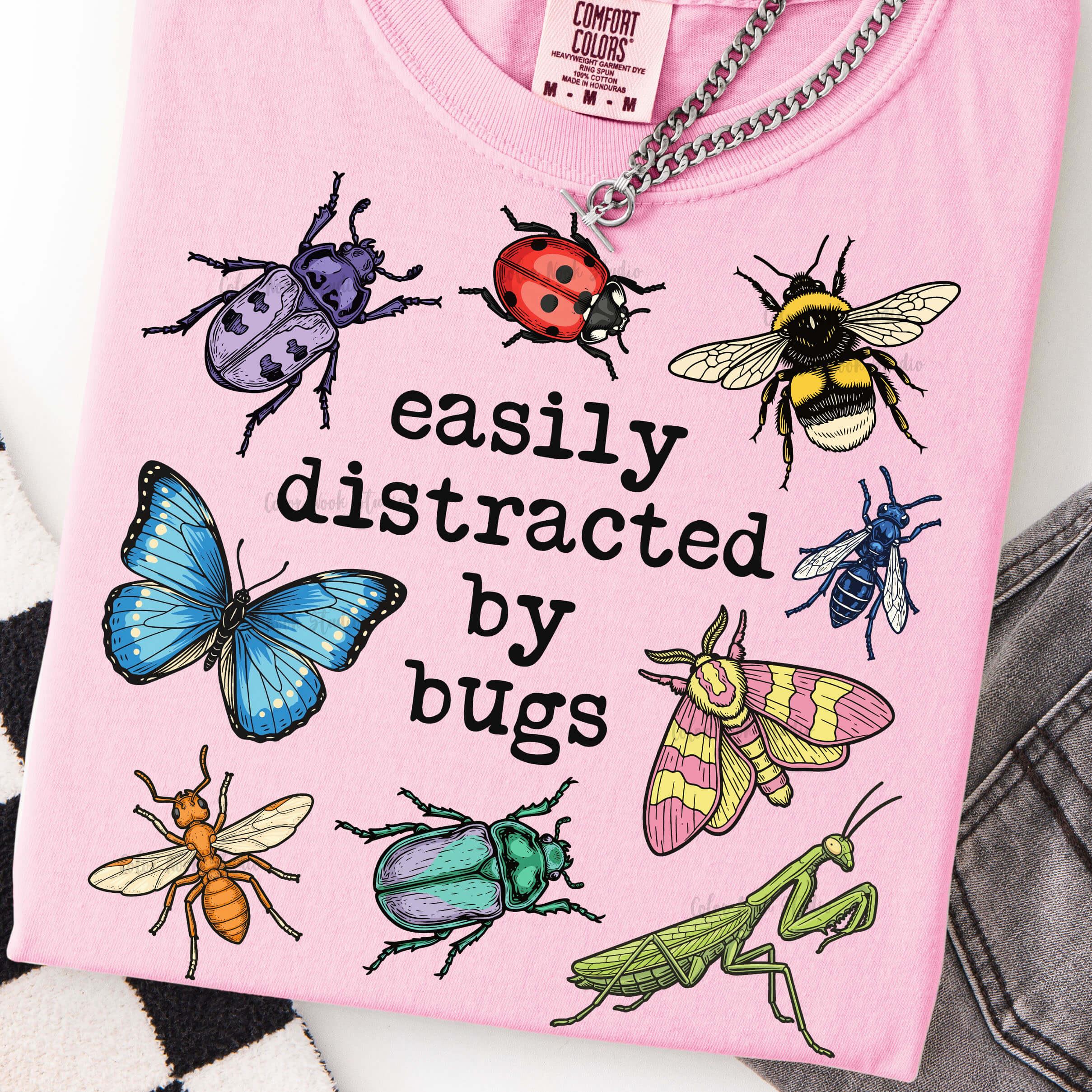 Bug Lover PNG, Easily Distracted by Bugs T-shirt PNG File, Cottagecore ...