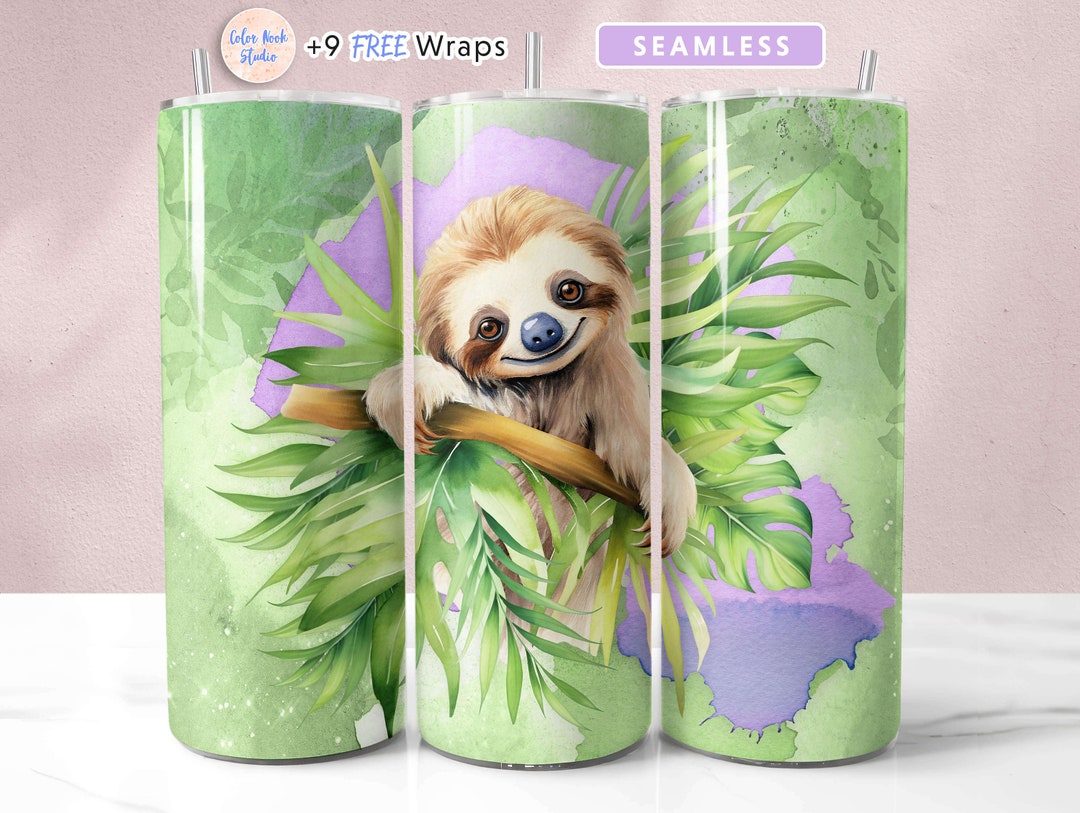 Sloth Tumbler Wrap PNG Seamless Sublimation 20 Oz Tumbler Design ...