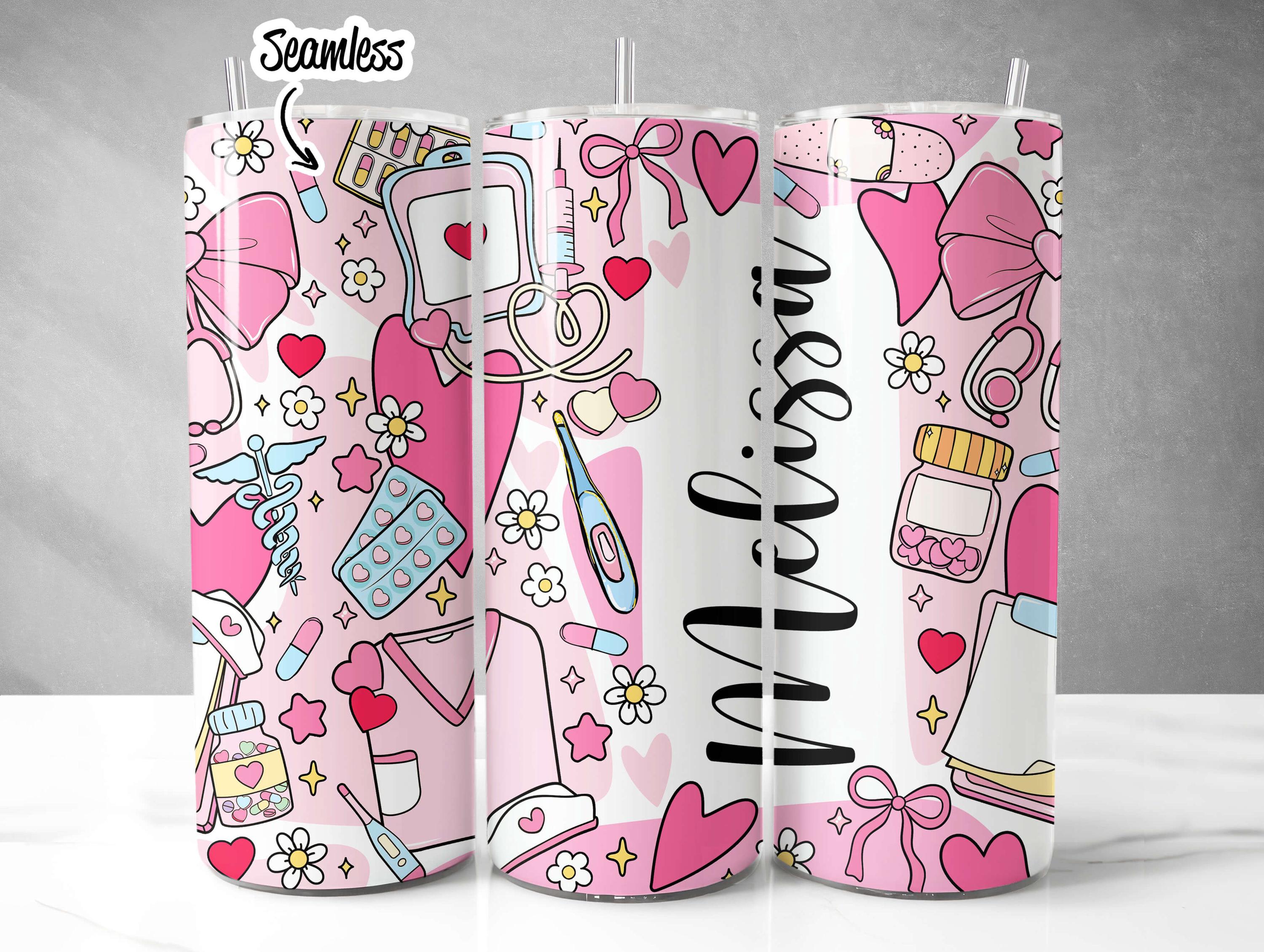 Nurse Tumbler Wrap PNG Coquette Groovy Personalized Add Your Own Name ...