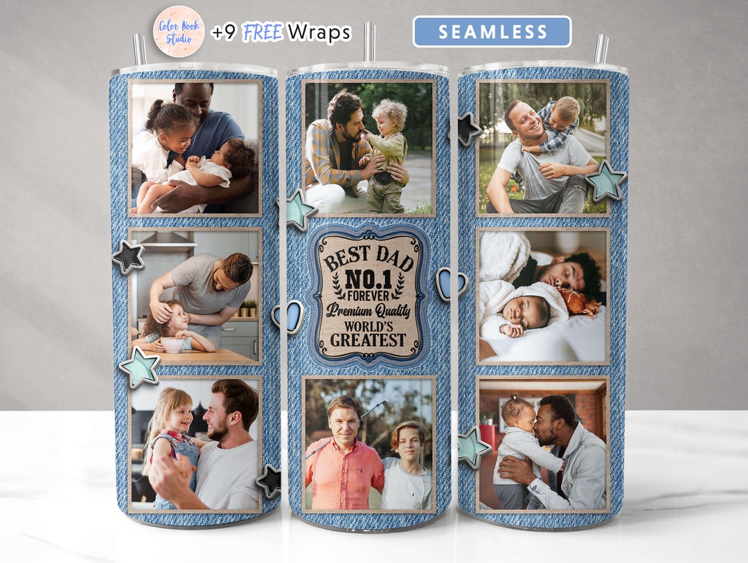 Dad Photo Tumbler Wrap Best Dad PNG Jeans Enamel Pins Add Your Own ...