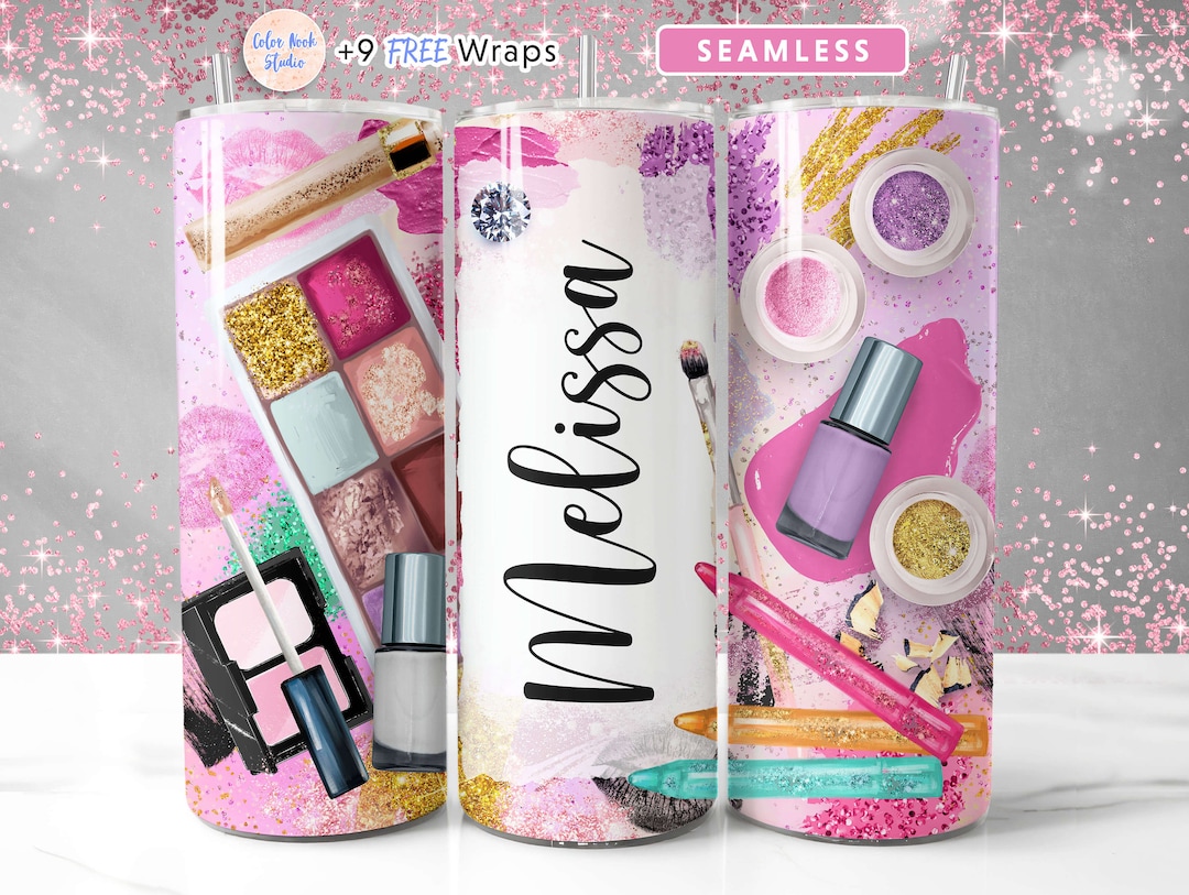 Makeup Tumbler Wrap Design Add Your Own Name/text Seamless Sublimation ...