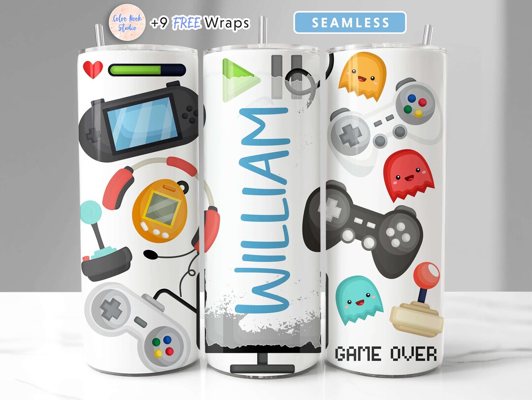 Video Game Tumbler Wrap Design Add Your Own Name/text Seamless ...