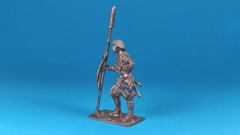 Tin Miniature, Figurine of Ashigaru With Trophy, 16th Century. Metal ...