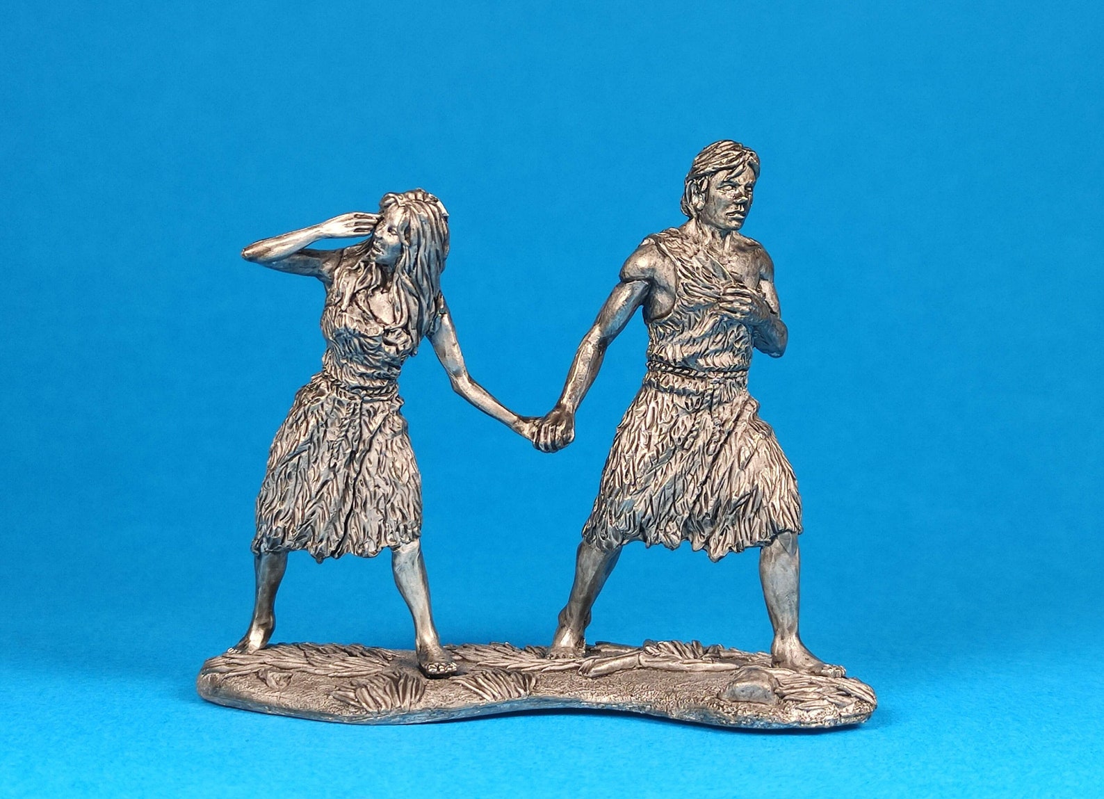 Tin Miniature Figurine of Adam and Eve Leaving the Garden of Eden ...