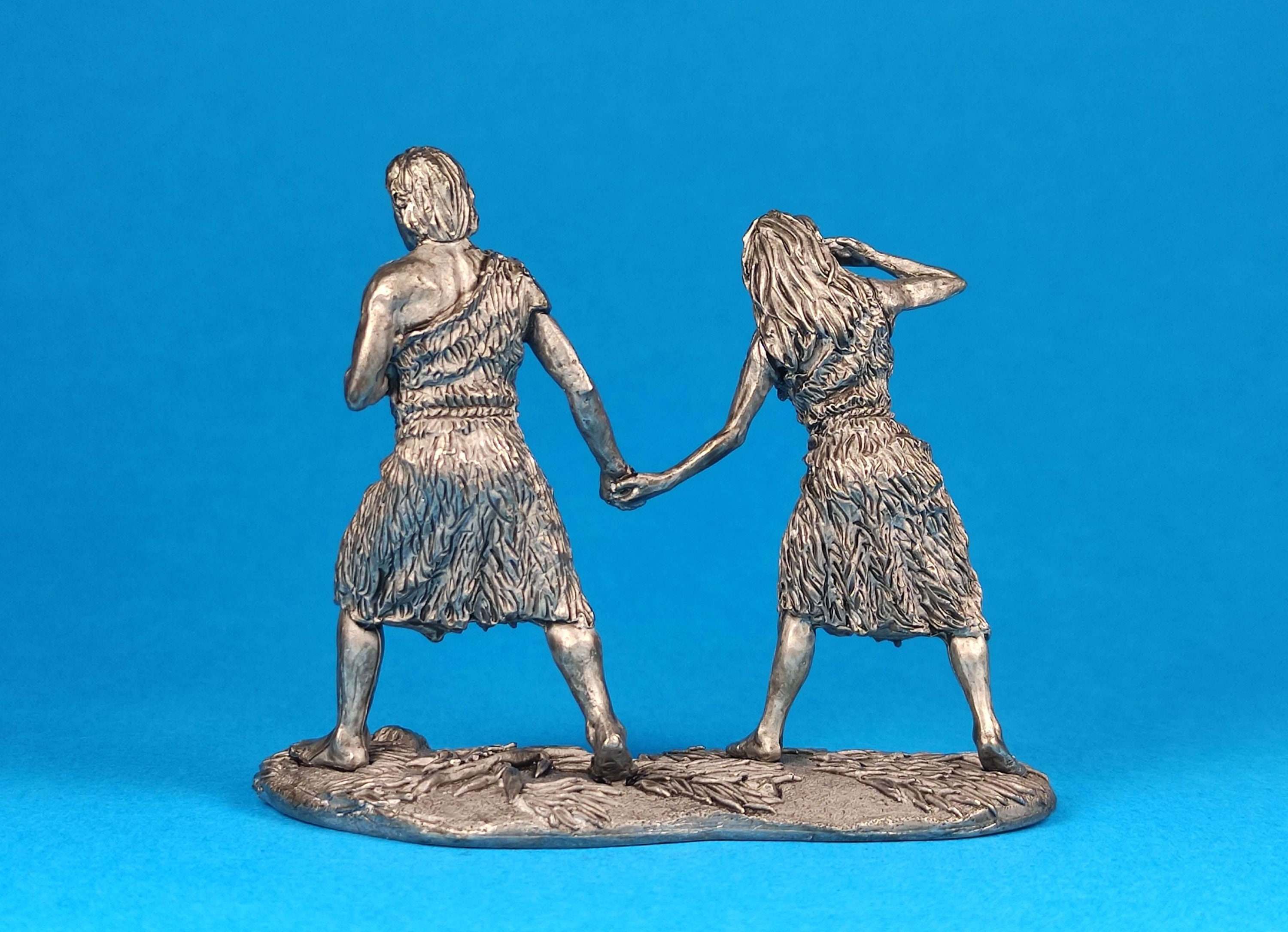 Tin Miniature Figurine of Adam and Eve Leaving the Garden of Eden ...