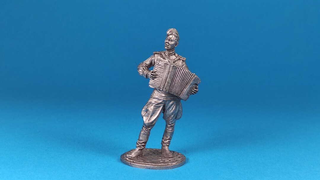 Tin Miniature, Figurine of Red Army Lieutenant With Accordion, USSR ...