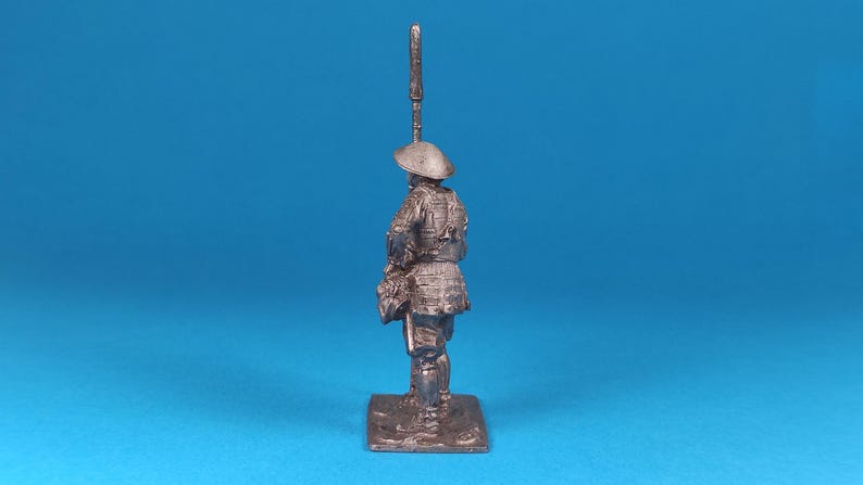 Tin Miniature, Figurine of Ashigaru With Trophy, 16th Century. Metal ...