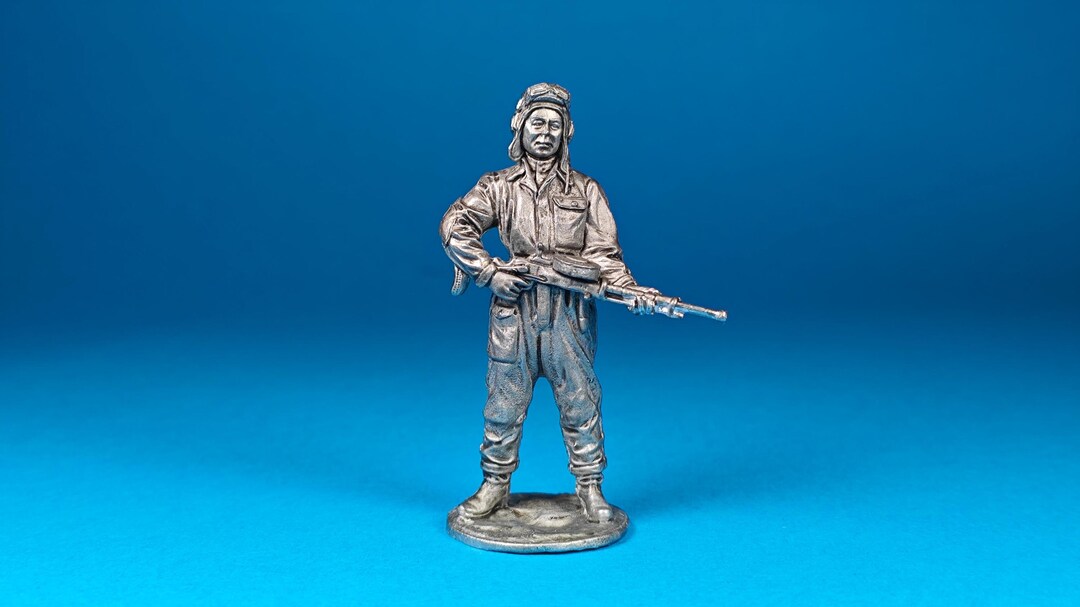 Tin Miniature, Figurine of Tanker, Gunner-radio Operator With a DT ...