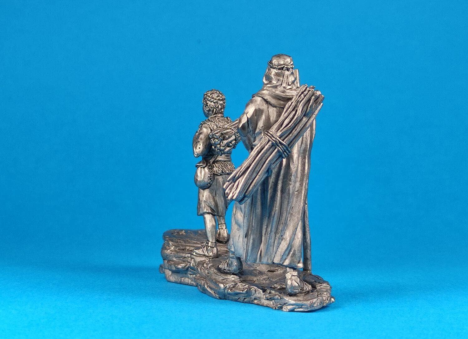 Tin Miniature Figurine of Abraham and Isaac Climb the Mountain, Metal ...