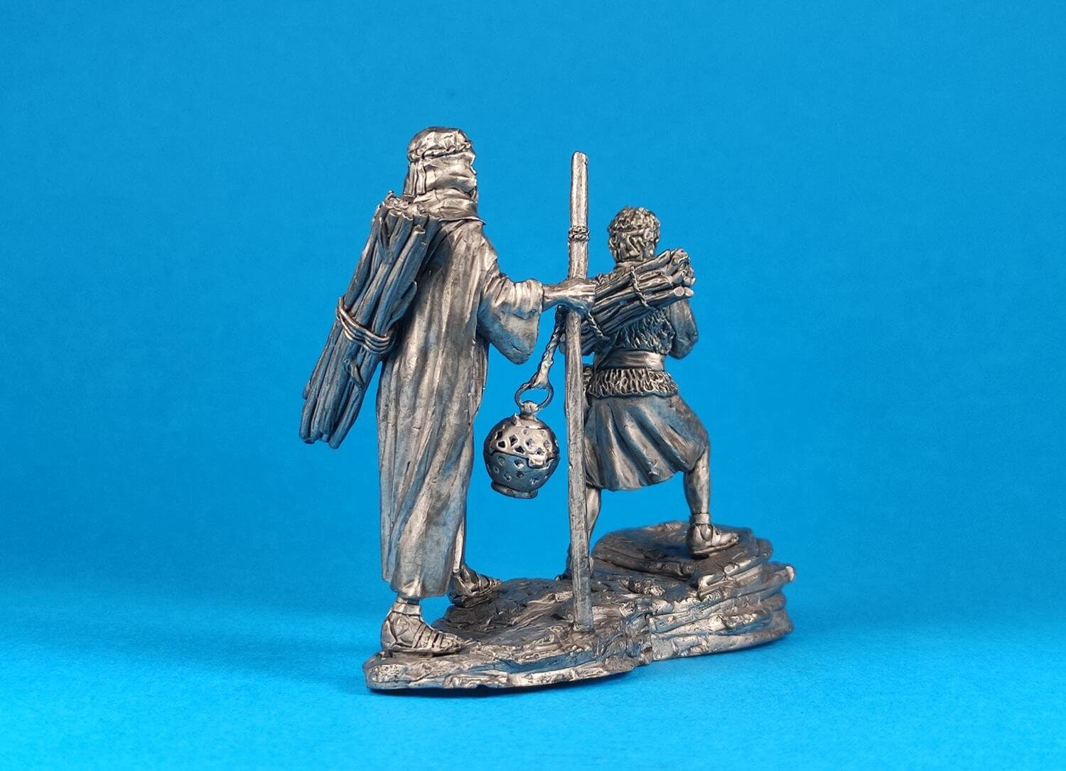 Tin Miniature Figurine of Abraham and Isaac Climb the Mountain, Metal ...