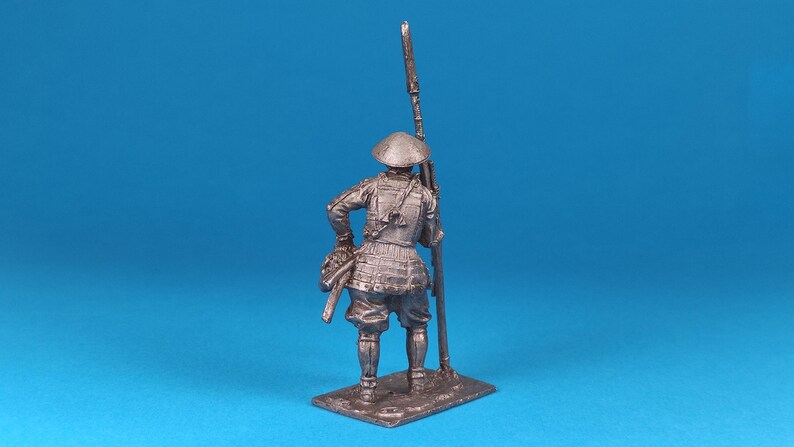 Tin Miniature, Figurine of Ashigaru With Trophy, 16th Century. Metal ...