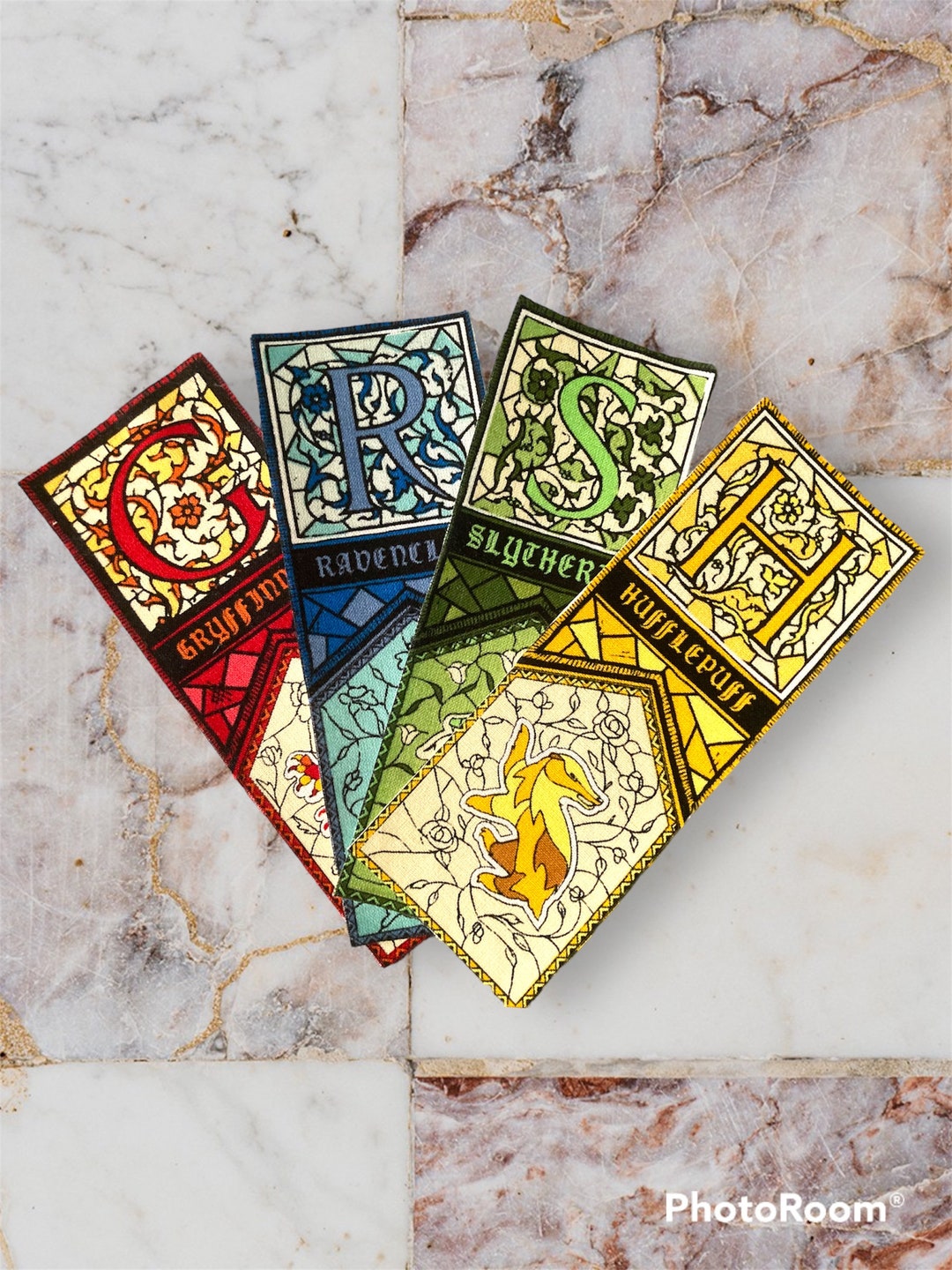 Harry Potter House Fabric Bookmark Handmade Stain Glass Design Harry ...