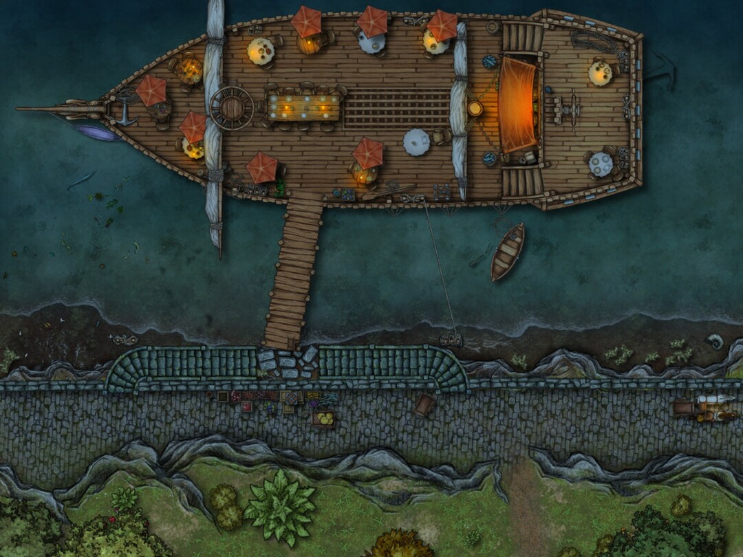 Boat Restaurant Digital Battlemap 4k or Greater Quality for - Etsy
