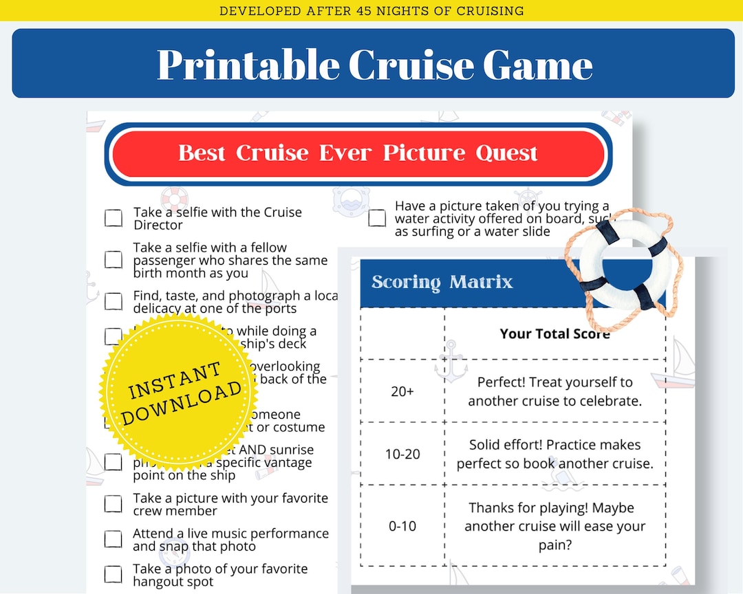 Cruise Photo Game Challenge, Instant Download, Printable, Goodnotes ...