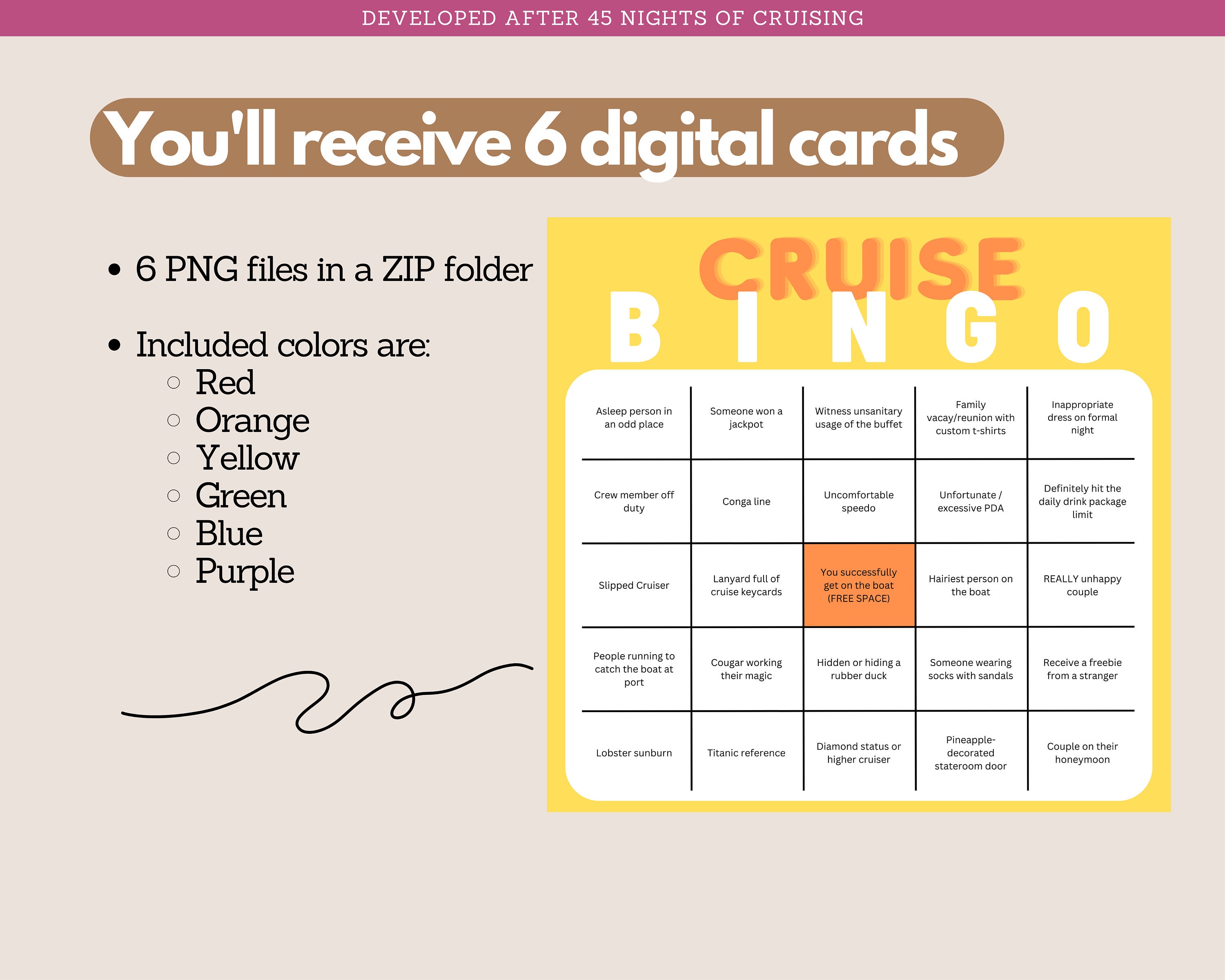 People Watching Bingo Cards for Cruises Set of 6 Printable - Etsy