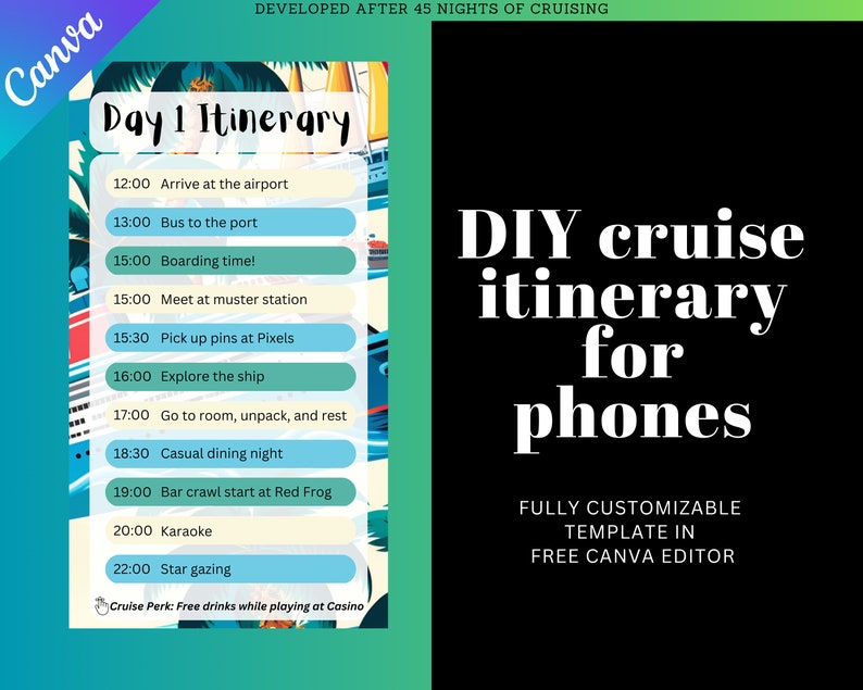 Customizable Cruise Itinerary DIY Canva Template for Cruising With ... Customizable Cruise Itinerary DIY Canva Template for Cruising With ...