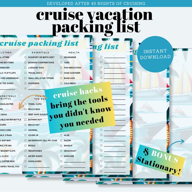 Cruise Packing List Printable - Etsy