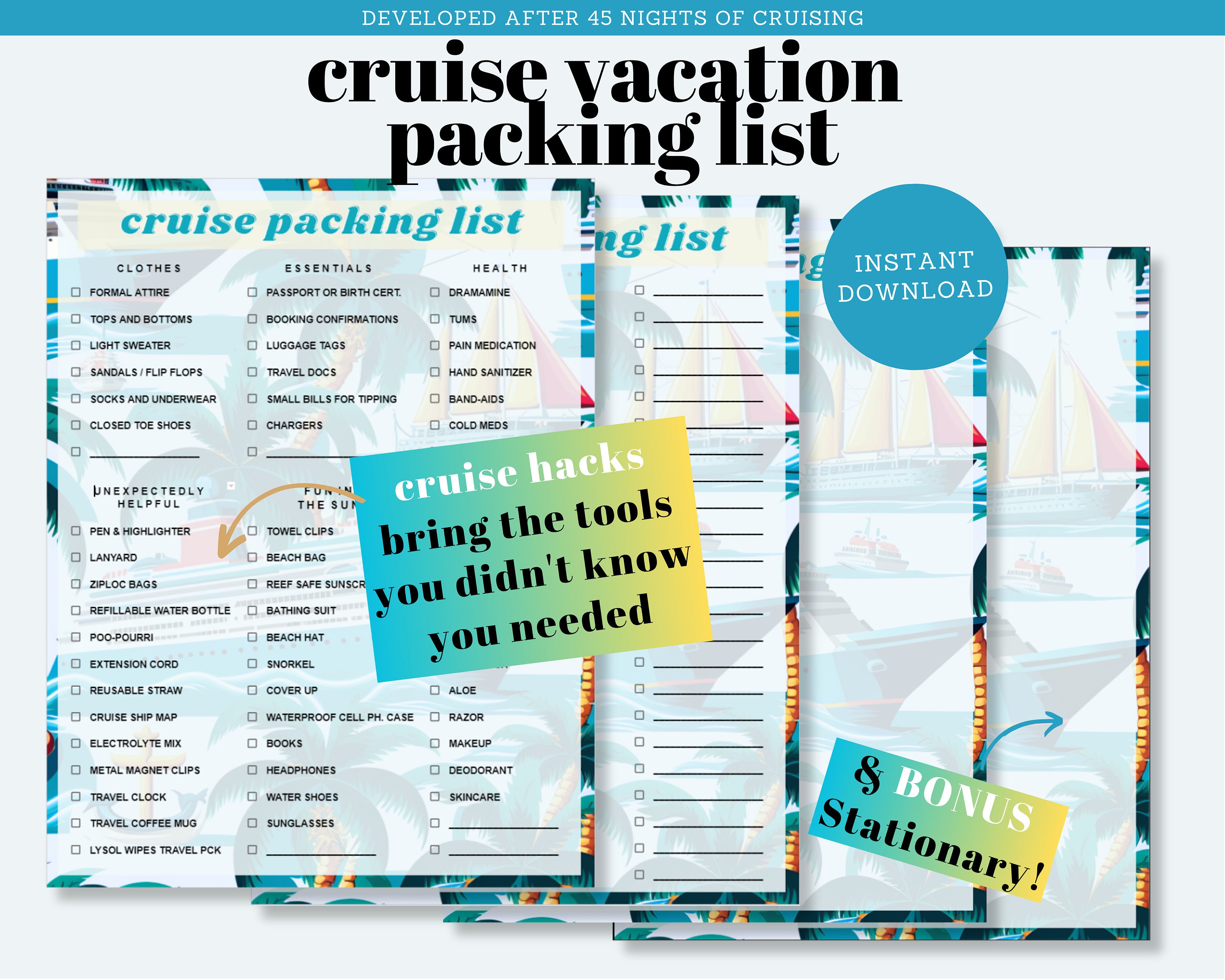 Effortless Cruise Packing Checklist, Instant Download, Printable, PDF ...