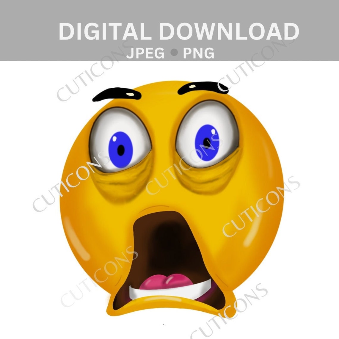 Cute Shocked Emoji, Download, Png File, Jpeg File, Printable, Cute ...