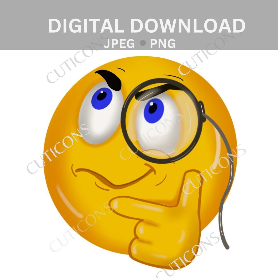 Thinking Emoji, Download, Png File, Jpeg File, Printable, Cute, Cuticon ...