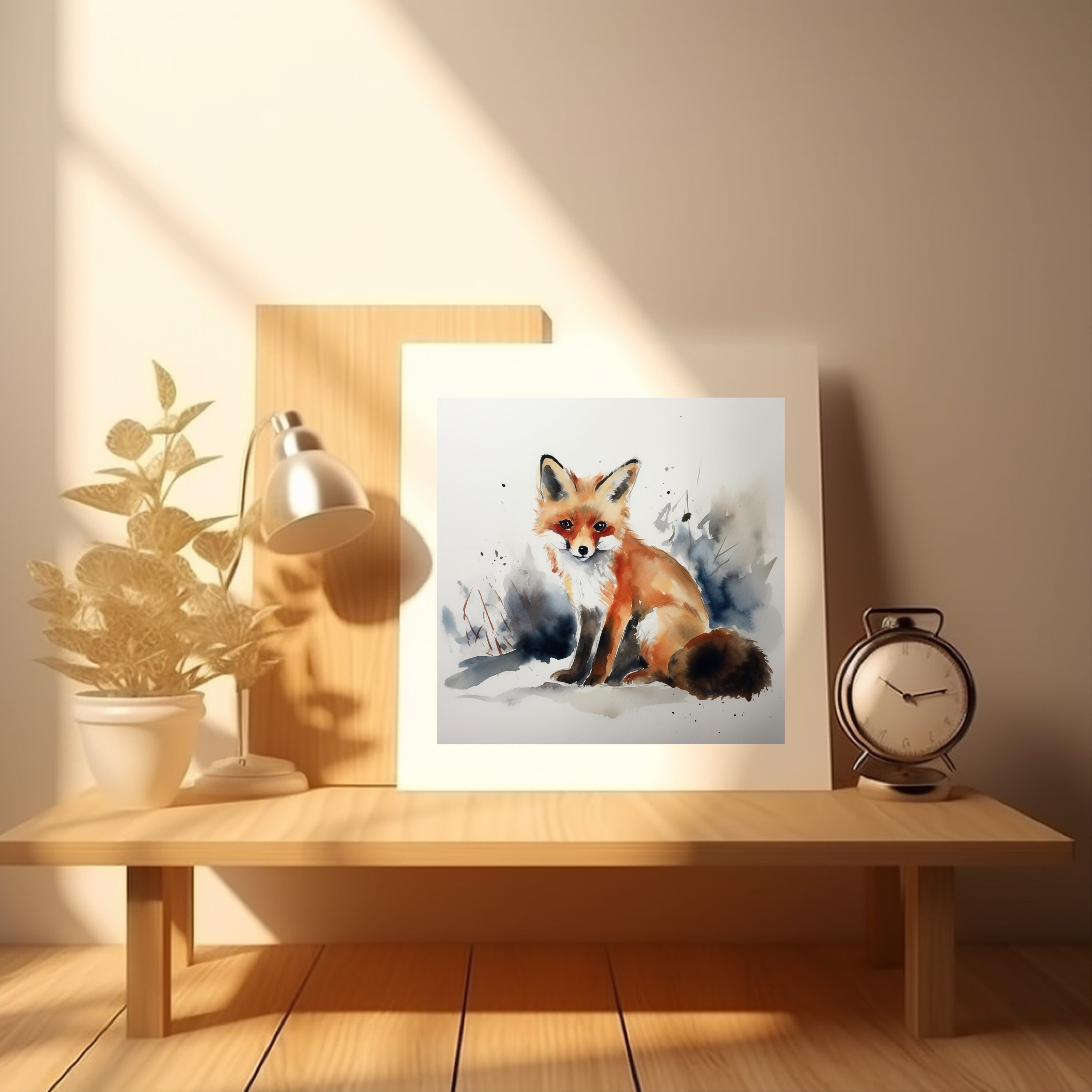 Fox Poster Illustration Wall Art Print Watercolor Animal Art Wildlife ...