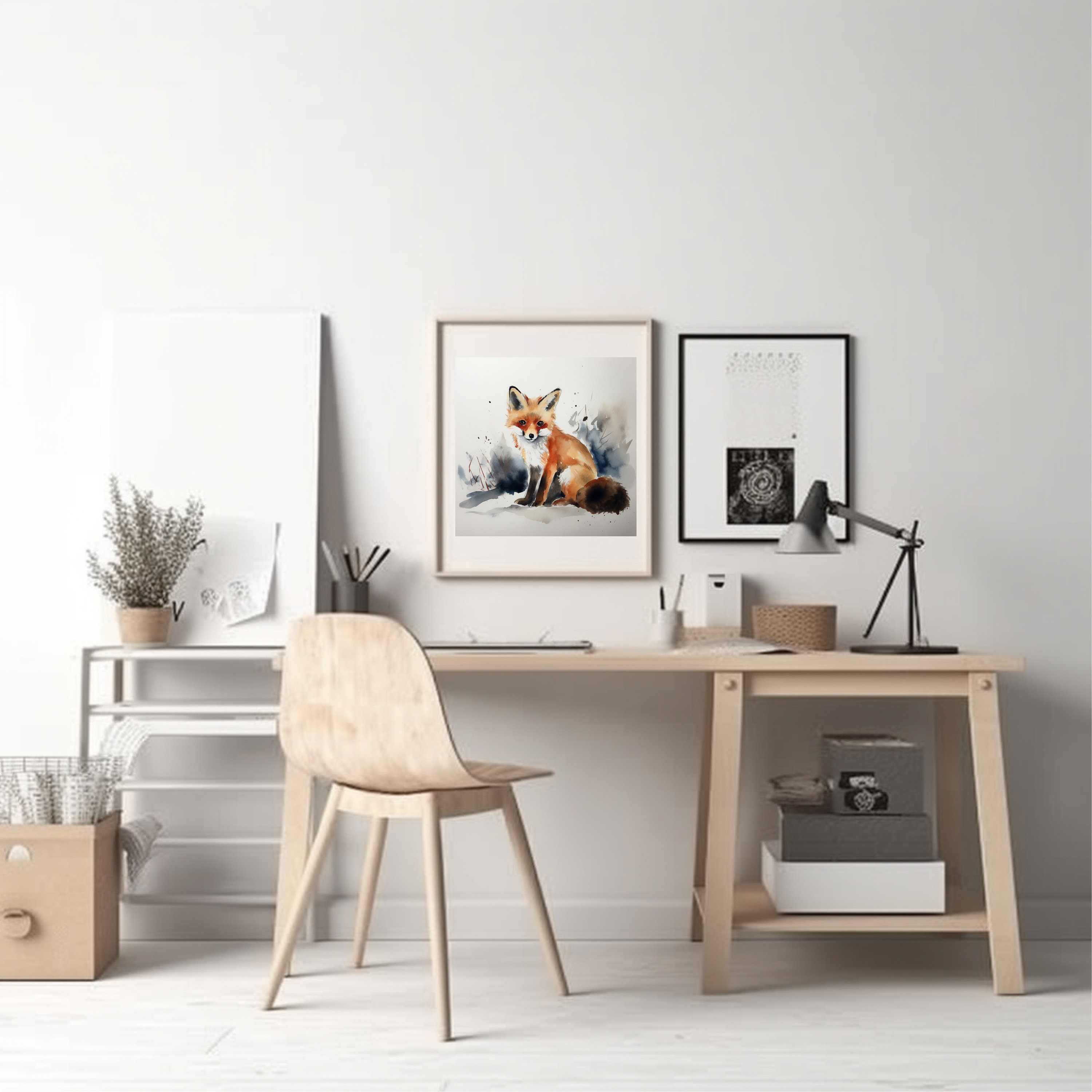 Fox Poster Illustration Wall Art Print Watercolor Animal Art Wildlife ...