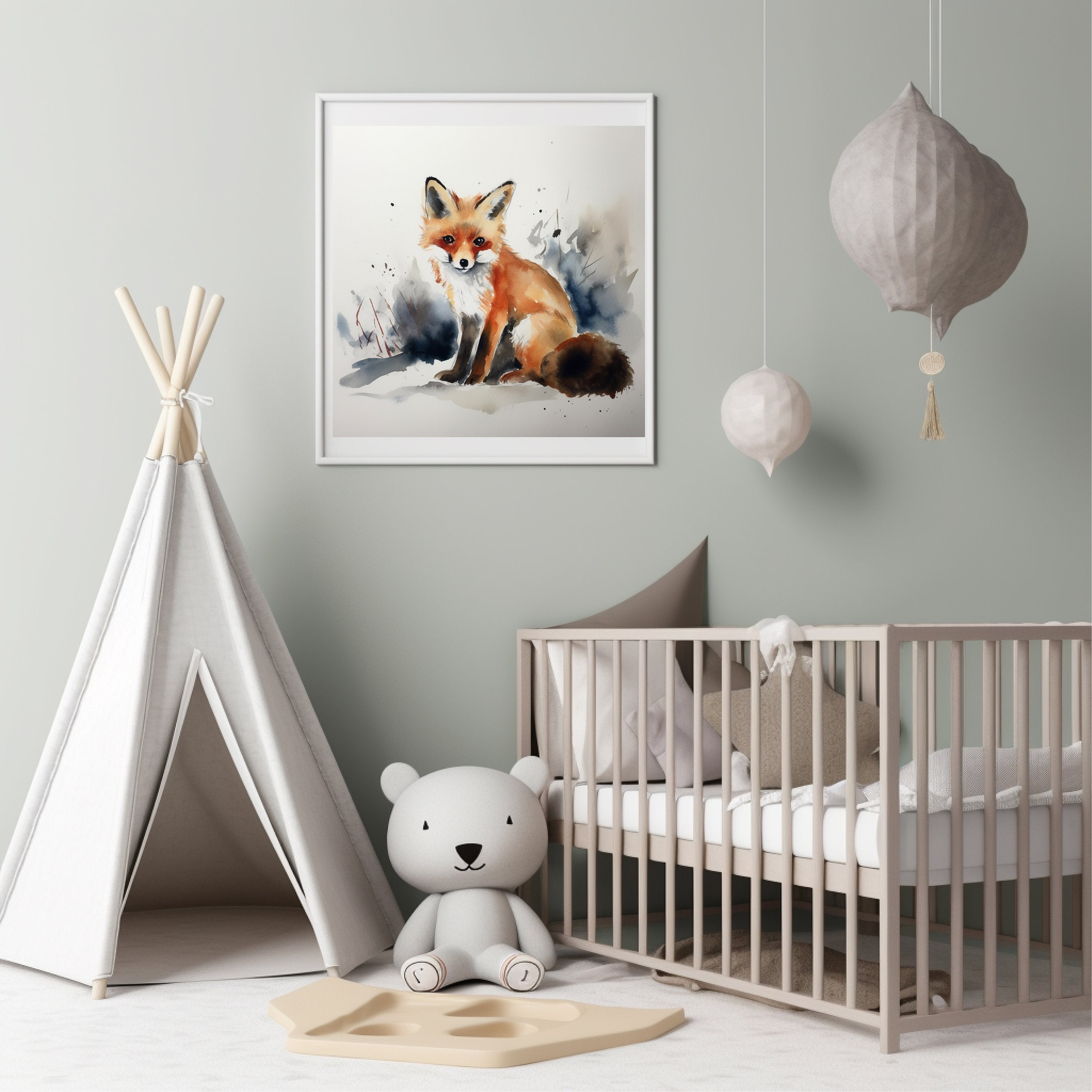 Fox Poster Illustration Wall Art Print Watercolor Animal Art - Etsy