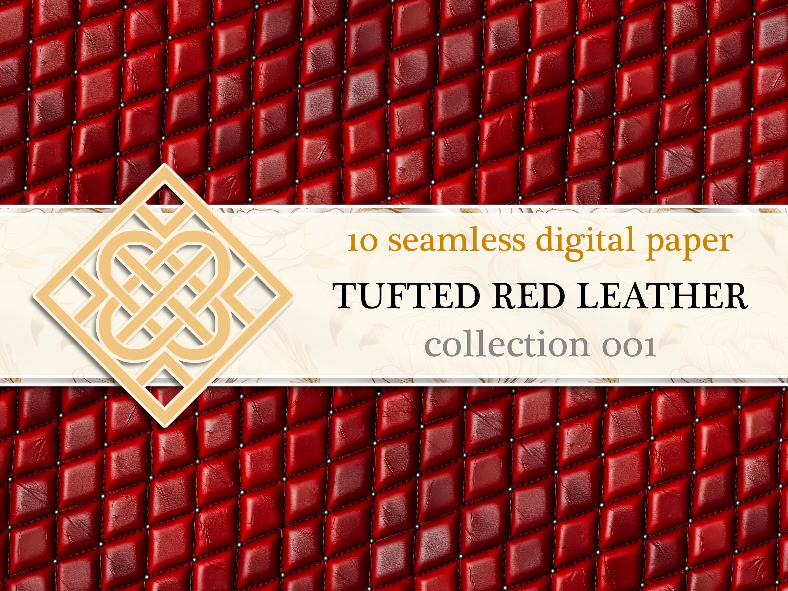 Red Leather Texture Background, Tufted Leather Digital Paper Set ...