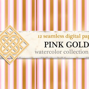 Pink Gold Floral Digital Paper Set, Pink Gold Junk Journal Paper ...
