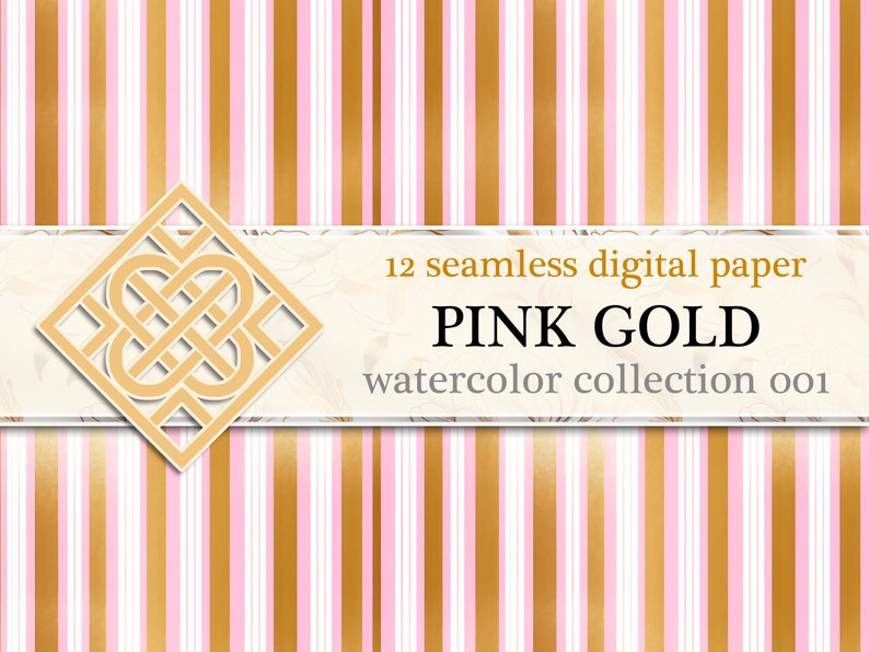 Pink Gold Floral Digital Paper Set, Pink Gold Junk Journal Paper ...