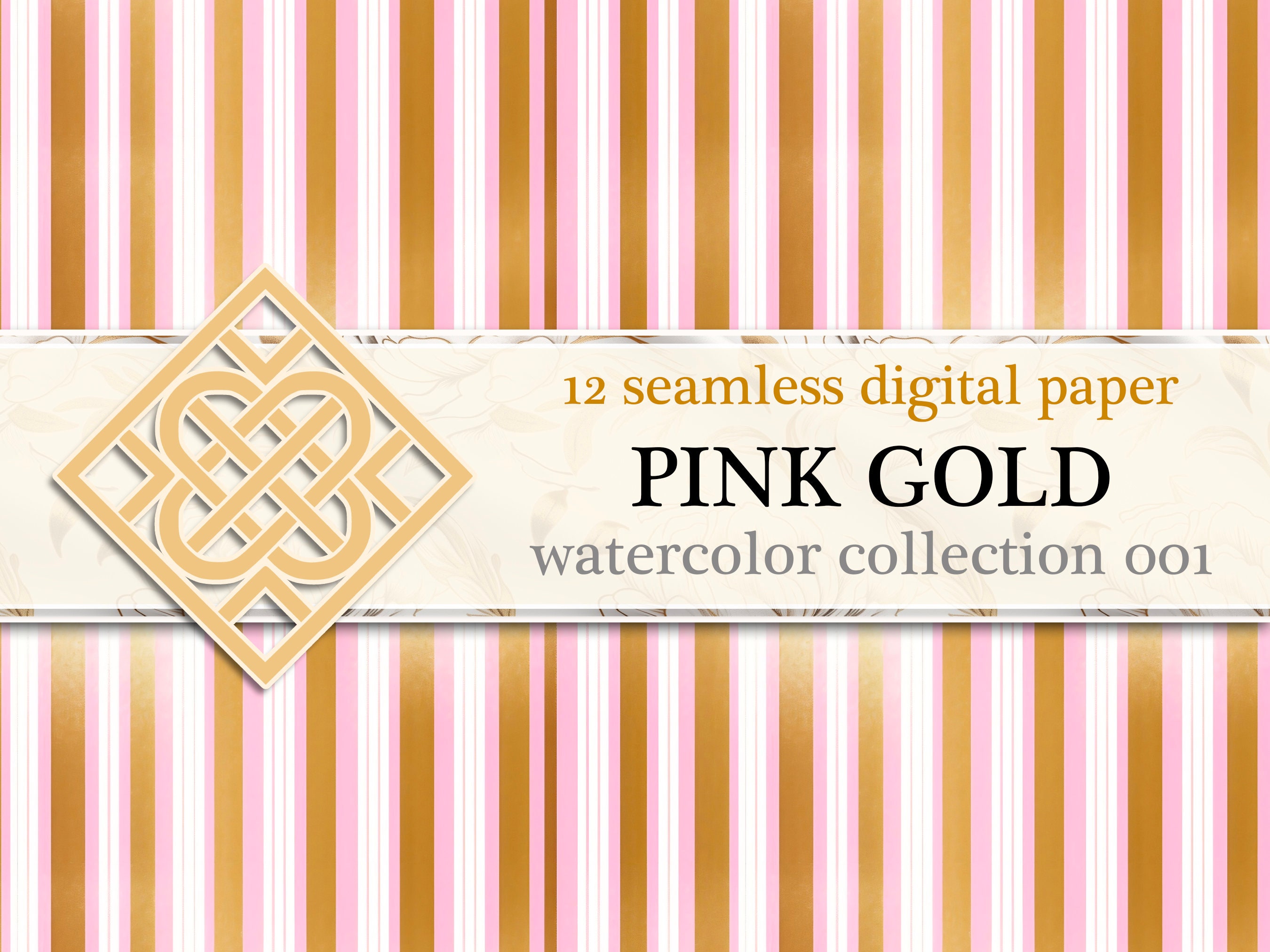 Pink Gold Floral Digital Paper Set, Pink Gold Junk Journal Paper ...