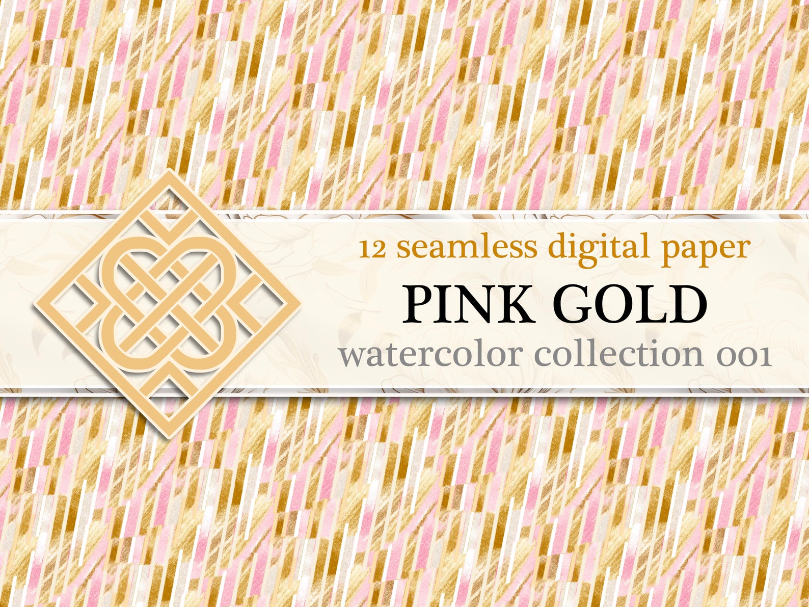 Pink Gold Floral Digital Paper Set, Pink Gold Junk Journal Paper ...