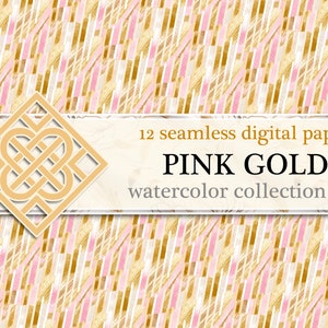 Pink Gold Floral Digital Paper Set, Pink Gold Junk Journal Paper ...