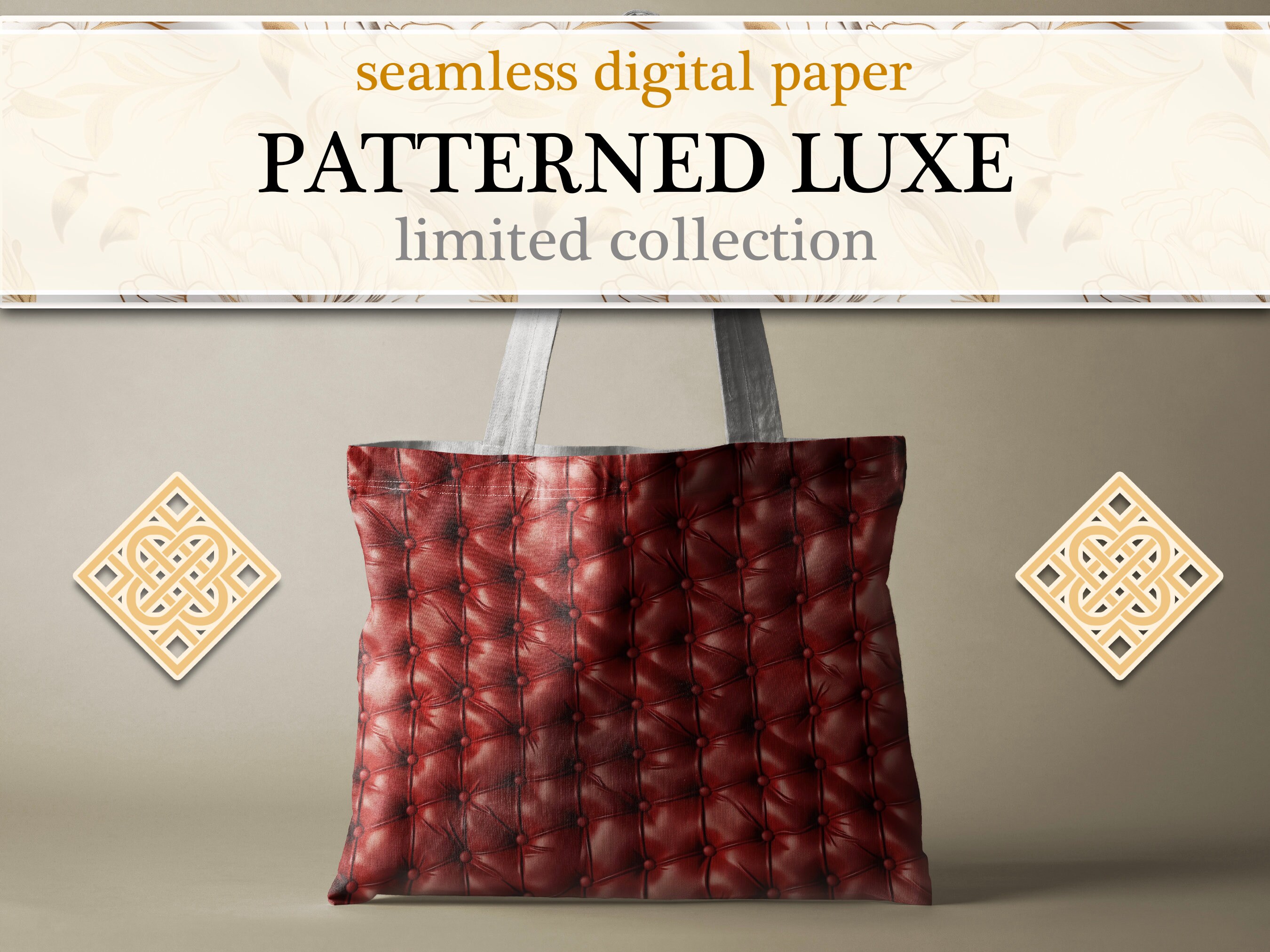 Red Leather Texture Background, Tufted Leather Digital Paper Set ...