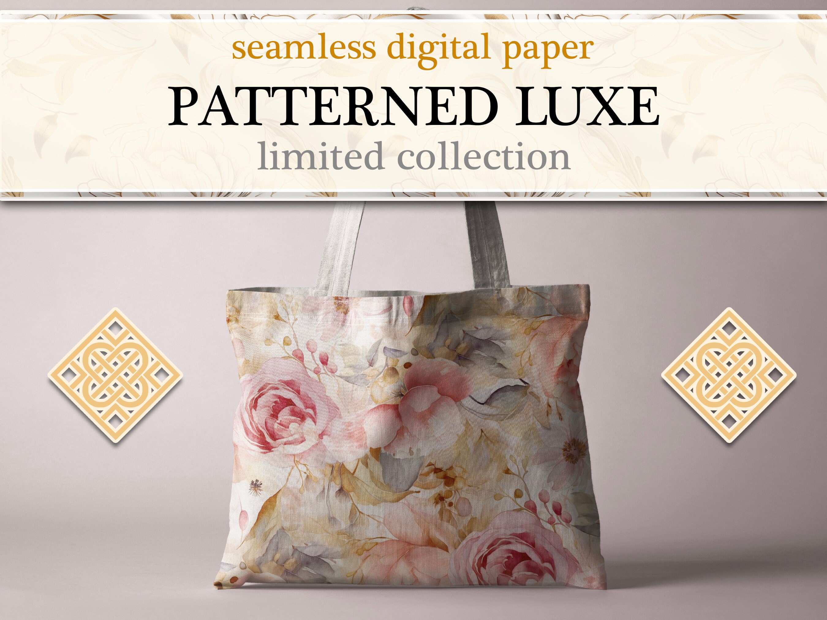 Pink Gold Floral Digital Paper Set, Pink Gold Junk Journal Paper ...