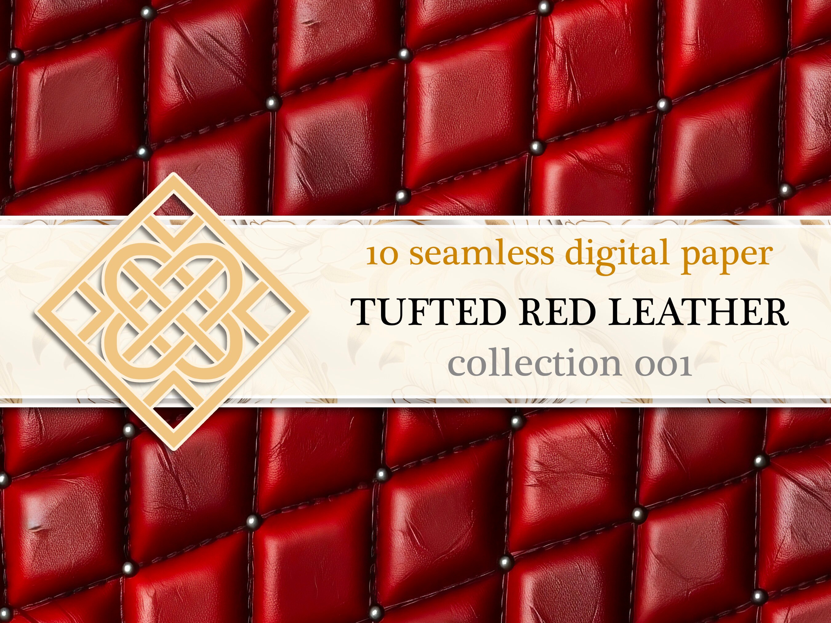 Red Leather Texture Background, Tufted Leather Digital Paper Set ...