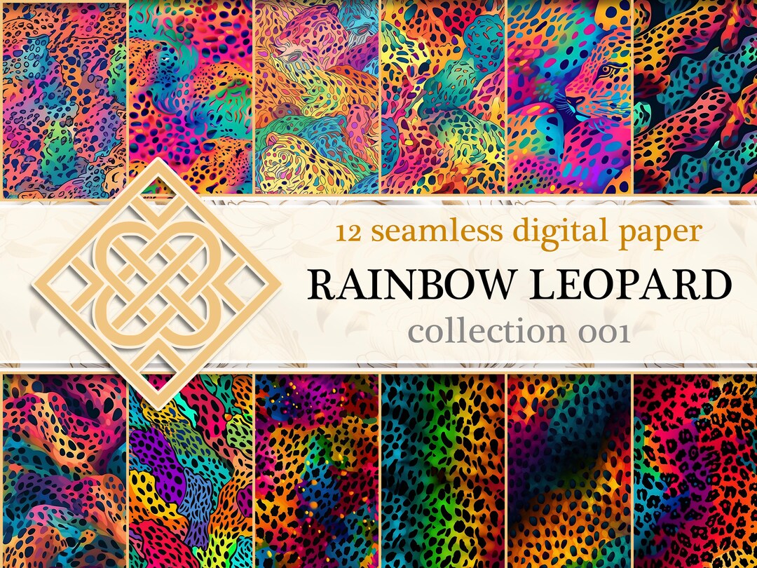 Rainbow Leopard Digital Paper Background, Digital Rainbow Leopard Paper ...