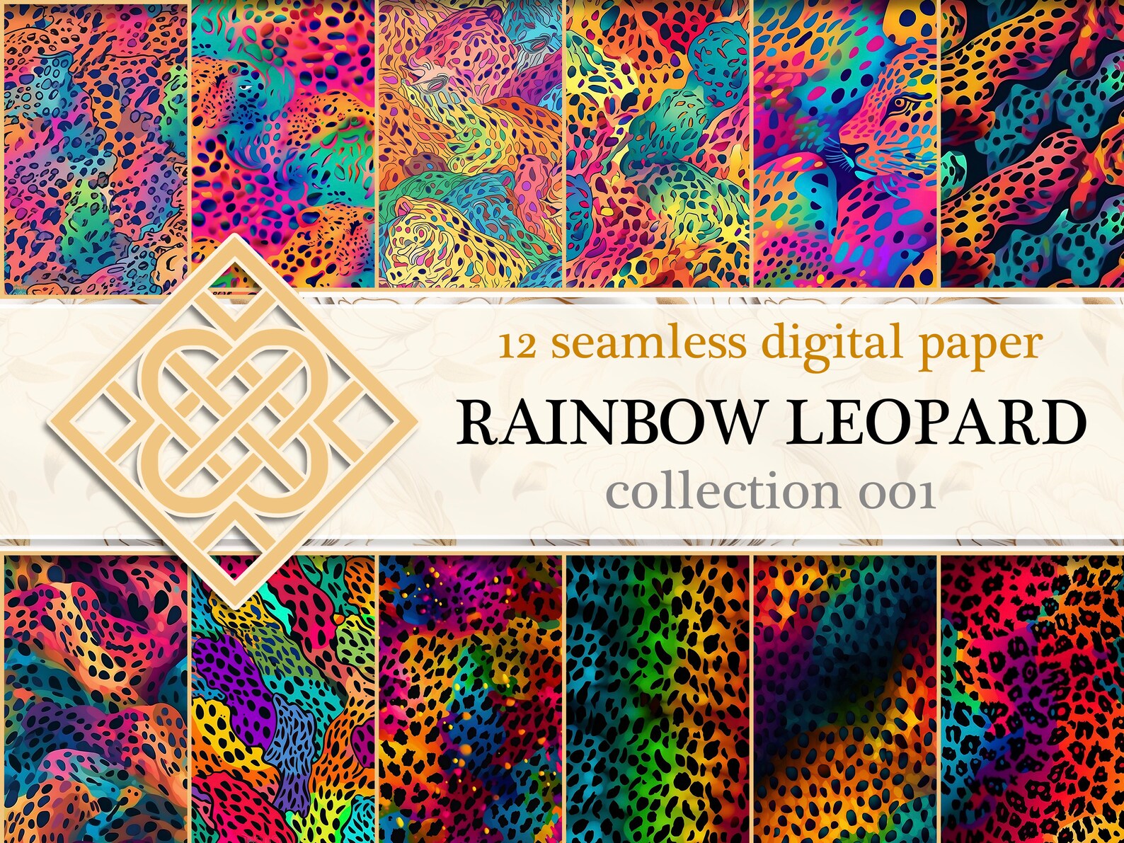 Rainbow Leopard Digital Paper Background Digital Rainbow - Etsy