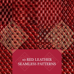 Red Leather Texture Background, Tufted Leather Digital Paper Set ...