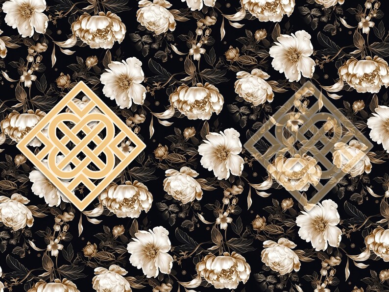 Black Gold Floral Digital Paper, Seamless Pattern, Gold Rose Floral ...