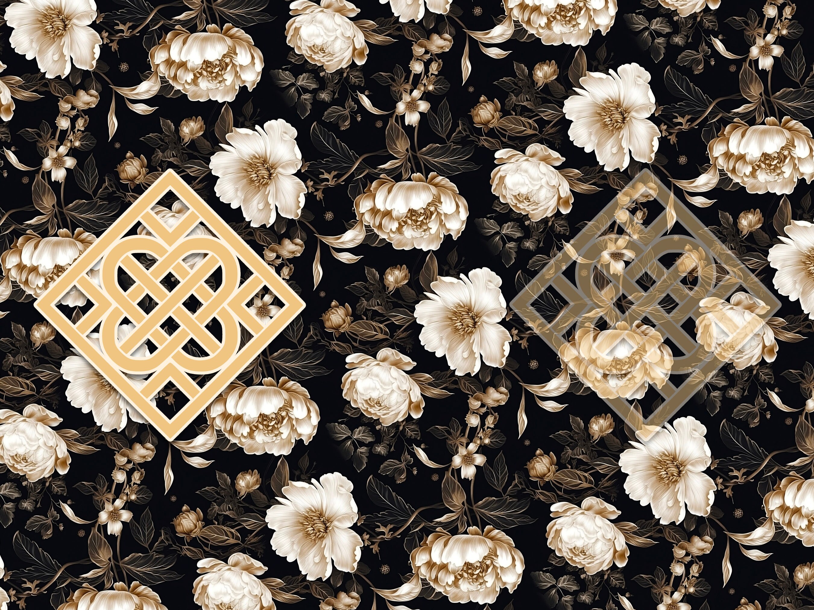 Black Gold Floral Digital Paper Seamless Pattern Gold Rose - Etsy