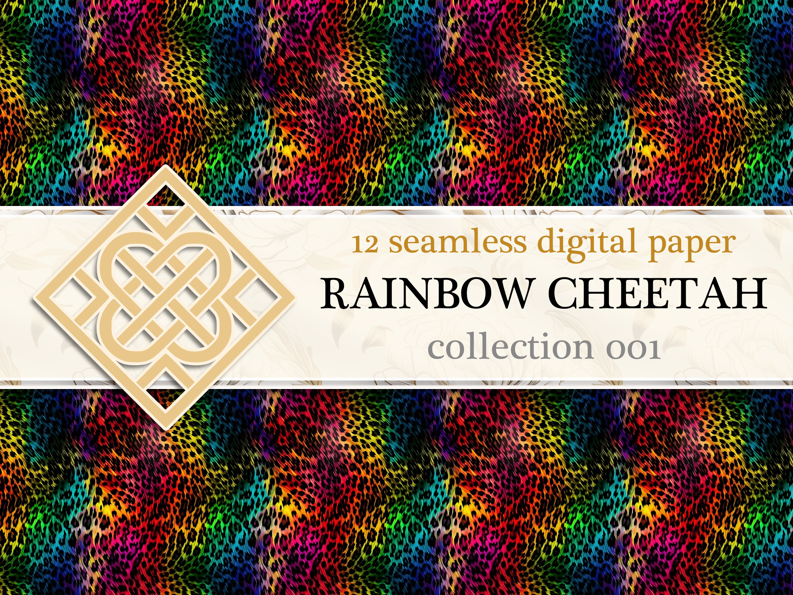 Rainbow Cheetah Digital Paper Background, Digital Rainbow Cheetah Paper ...