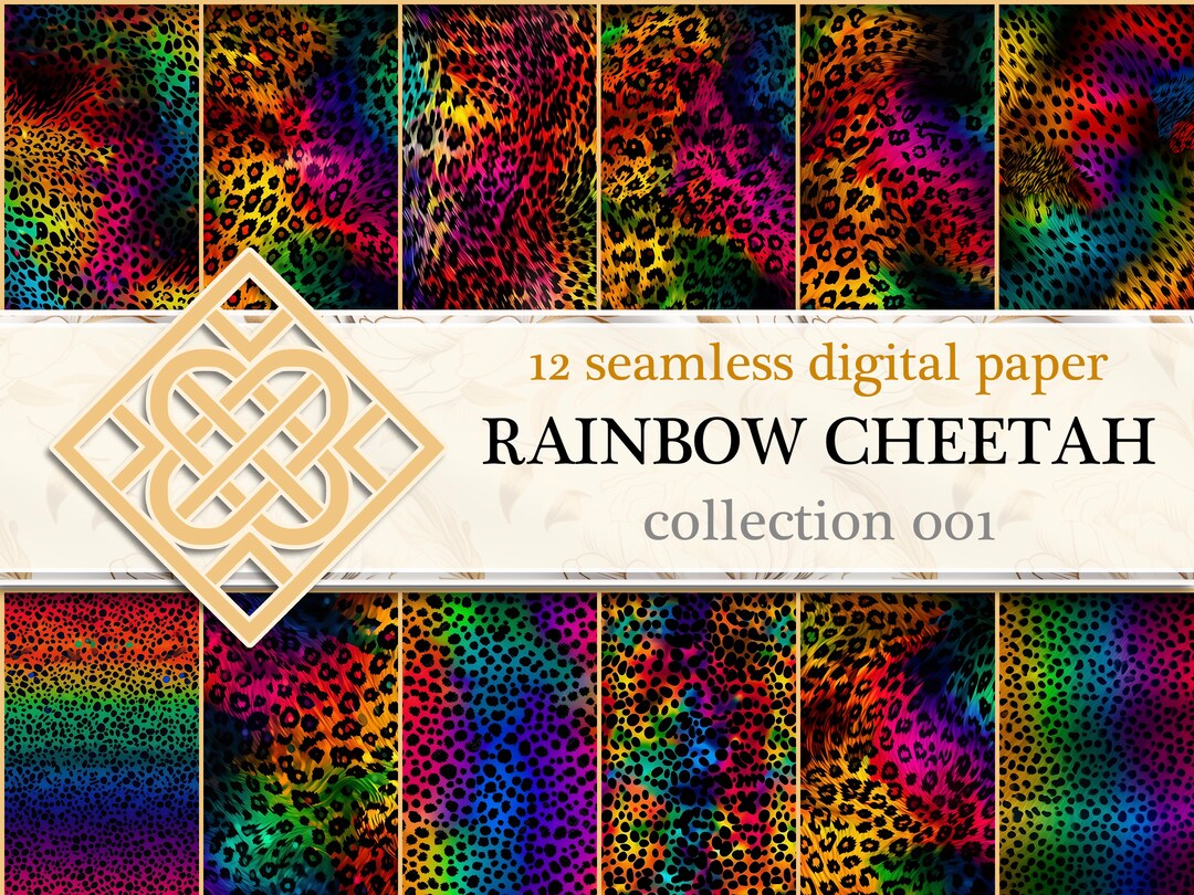 Rainbow Cheetah Digital Paper Background, Digital Rainbow Cheetah Paper ...